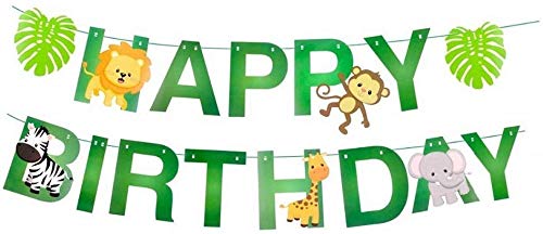 Jungle Party Supplies, Safari Birthday Decorations - Safari Theme Balloons, Birthday Banner, Paper Plates, Cups, Napkins, Forks, Tablecloth, Zoo Animals Tattoos