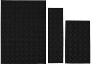 garland rug sparta 3-piece set (5'x7', 3'x4', 24"x60") non slip polypropylene black trellis area rug set - ideal for living rooms & hallways, stylish & durable for high-traffic areas