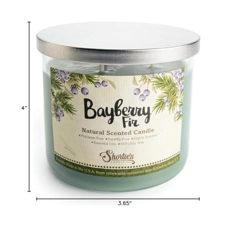 Bayberry Fir Natural 3 Wick Candle, Essential Fragrance Oils, 100% Soy, Phthalate & Paraben Free, Clean Burning, 14.5 Oz.