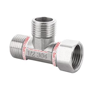 Beduan Stainless Steel 1/2" G 3 Way Diverter, Movable Cap Flexible Tee Connector for Angled Valve, Bidet, Sprayer, Shower Arm (All 3 way is 1/2 G threaded!!, Thread ID/OD is 19.8MM/3/4")