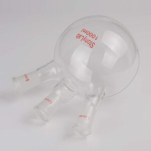 StonyLab Glass 3 Neck Round Bottom Flask RBF, with 24/40 Center and Side Standard Taper Outer Joint (1L)