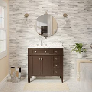 hailey 36-inch bathroom vanity (carrara/chocolate): includes chocolate cabinet with authentic italian carrara marble countertop and white ceramic sink