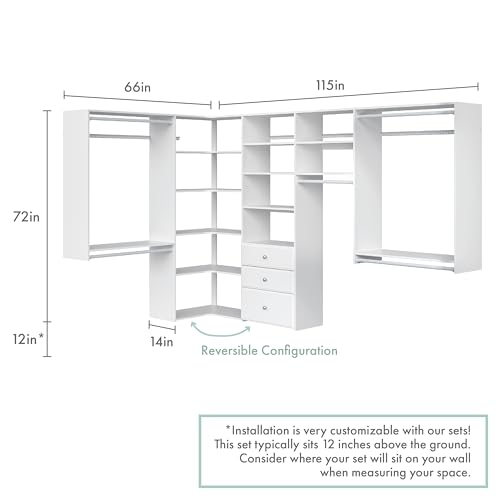 Easy Track Ultimate Corner Wood Kit Closet Organizer, White