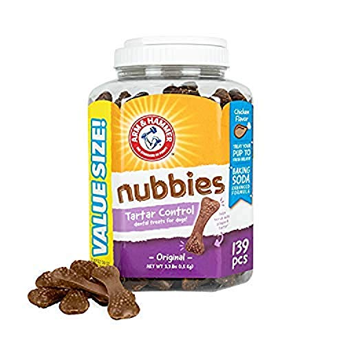 Arm & Hammer for Pets Nubbies Tartar Control Dental Treats for Dogs, Value Pack, 139 Pieces | Dental Chews Fight Bad Dog Breath, Plaque & Tartar | Chicken Flavor