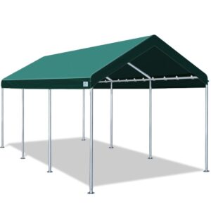 advance outdoor 10x20 ft heavy duty carport potable car canopy garage party tent boat shelter, adjustable height from 9.5 ft to 11 ft, green