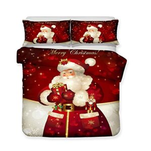 3D Bedding Set Santa Claus Christmas Print Duvet Cover Lifelike Bedclothes with Pillowcase Home Textiles Twin Queen Quilt Cover (US King)