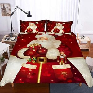 3D Bedding Set Santa Claus Christmas Print Duvet Cover Lifelike Bedclothes with Pillowcase Home Textiles Twin Queen Quilt Cover (US King)