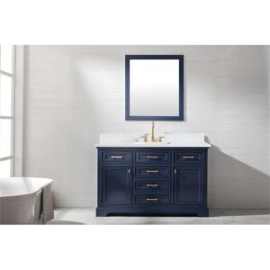 Design Element Milano 54" Single Sink Blue Bathroom Vanity and Quartz Countertop