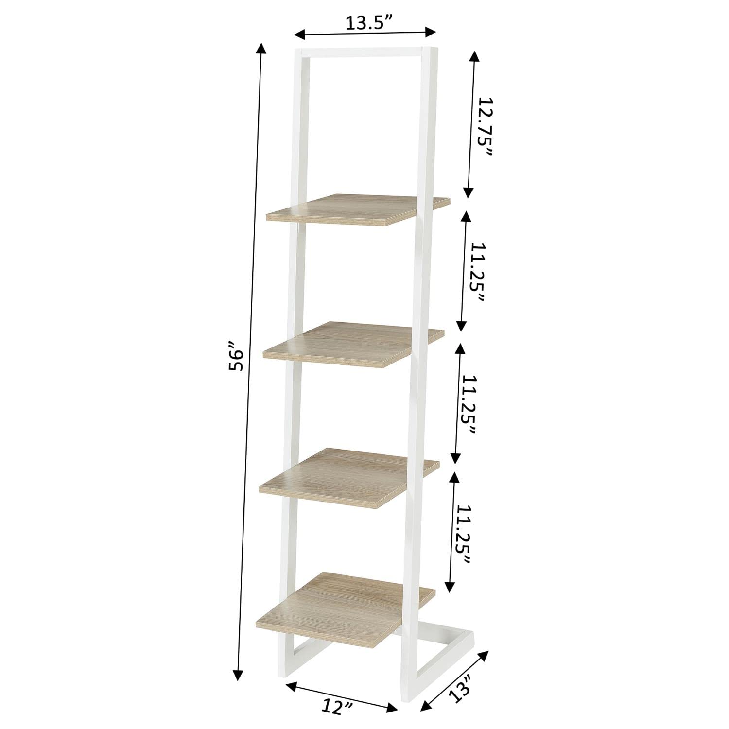 Convenience Concepts Designs2Go 4 Tier Ladder Bookshelf, Ice White / White