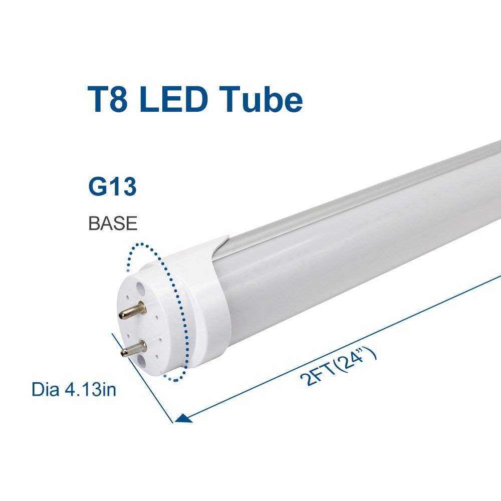 LightingWill LED T8 Light Tube 2FT, Warm White 3000K-3500K, Dual-End Powered Ballast Bypass, 1000Lumens 10W (24W Fluorescent Equivalent), Frosted Cover, AC85-265V Lighting Tube Fixtures, 4 Pack…