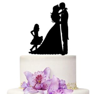 yami cocu wedding cake toppers bride and groom with little girl rustic family wedding decorations