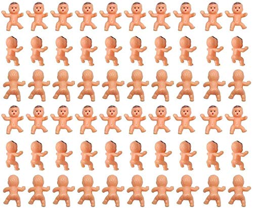 Golden Pearl 60pcs Mini Plastic Babies for Baby Shower, ice Cube Game, Party Decorations, Baby Toys