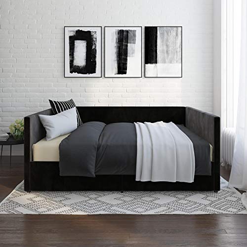 DHP Theo Daybed with Storage Drawers, Full, Black Velvet