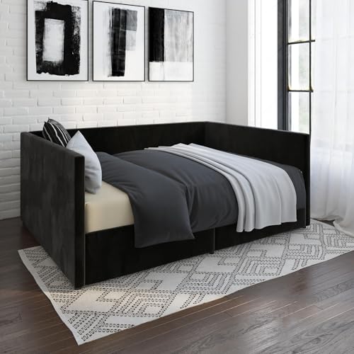 DHP Theo Daybed with Storage Drawers, Full, Black Velvet