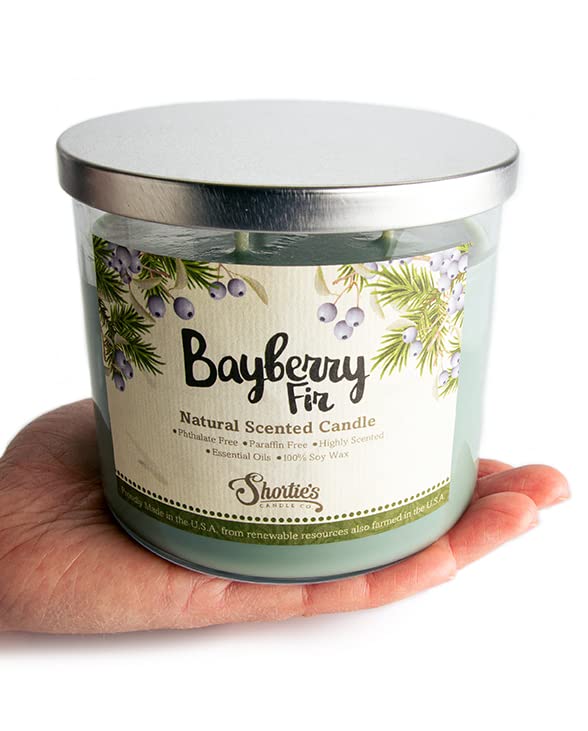 Bayberry Fir Natural 3 Wick Candle, Essential Fragrance Oils, 100% Soy, Phthalate & Paraben Free, Clean Burning, 14.5 Oz.