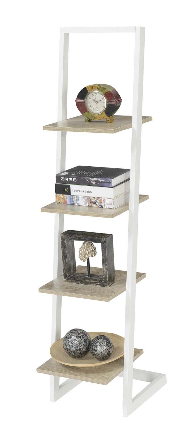 Convenience Concepts Designs2Go 4 Tier Ladder Bookshelf, Ice White / White