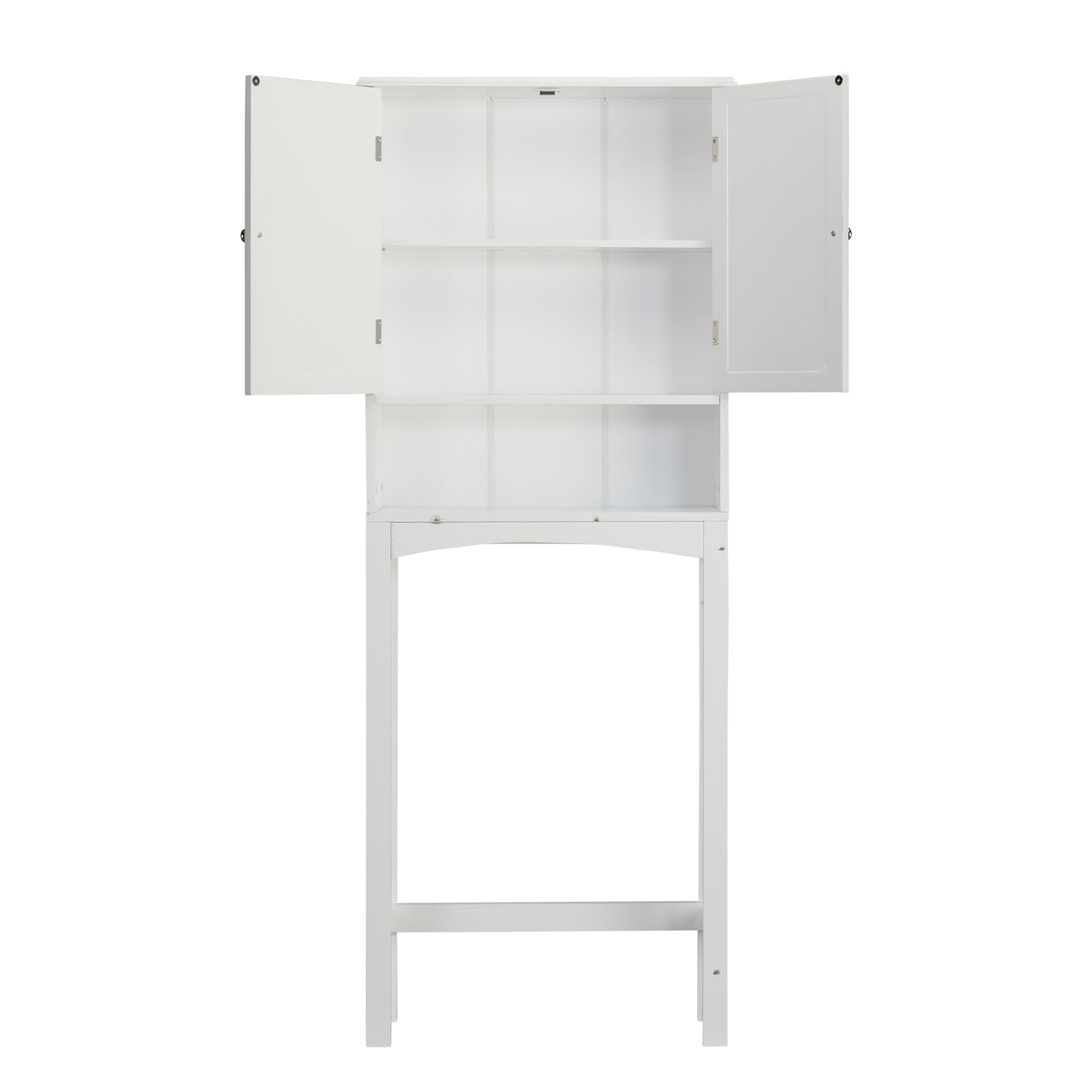 Teamson Home Louis 25 in. x 64 in. Freestanding Wooden Over-The-Toilet Storage Cabinet for Bathrooms, Powder Rooms, and En Suites - Bathroom Etagere, White