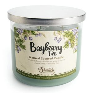 Bayberry Fir Natural 3 Wick Candle, Essential Fragrance Oils, 100% Soy, Phthalate & Paraben Free, Clean Burning, 14.5 Oz.