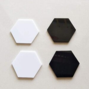 White Gloss Acrylic Hexagon Sheet, Acrylic Coaster Hexagon Place Card Names Wedding Signs, Crafting Mosaic & Wall Tiles (White, 4")