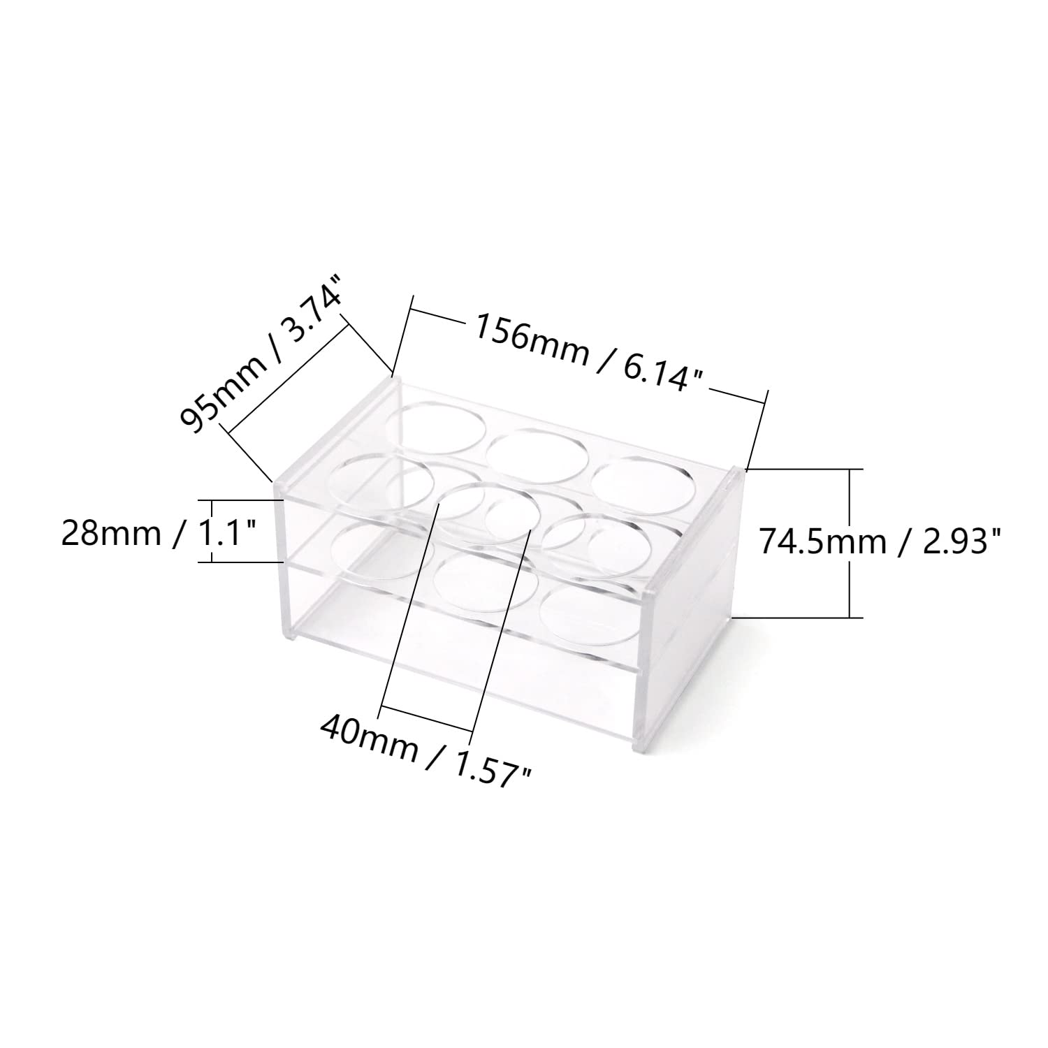 Othmro 2Pcs 40mm Clear Test Tube Racks 6Positions Plastic Centrifuge Tube Rack Holders Plastic Stand Storing Bracket Rack Test Tube Holders for Labortory Holder Party Favors Decoration Transparent