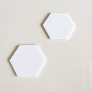 white gloss acrylic hexagon sheet, acrylic coaster hexagon place card names wedding signs, crafting mosaic & wall tiles (white, 4")