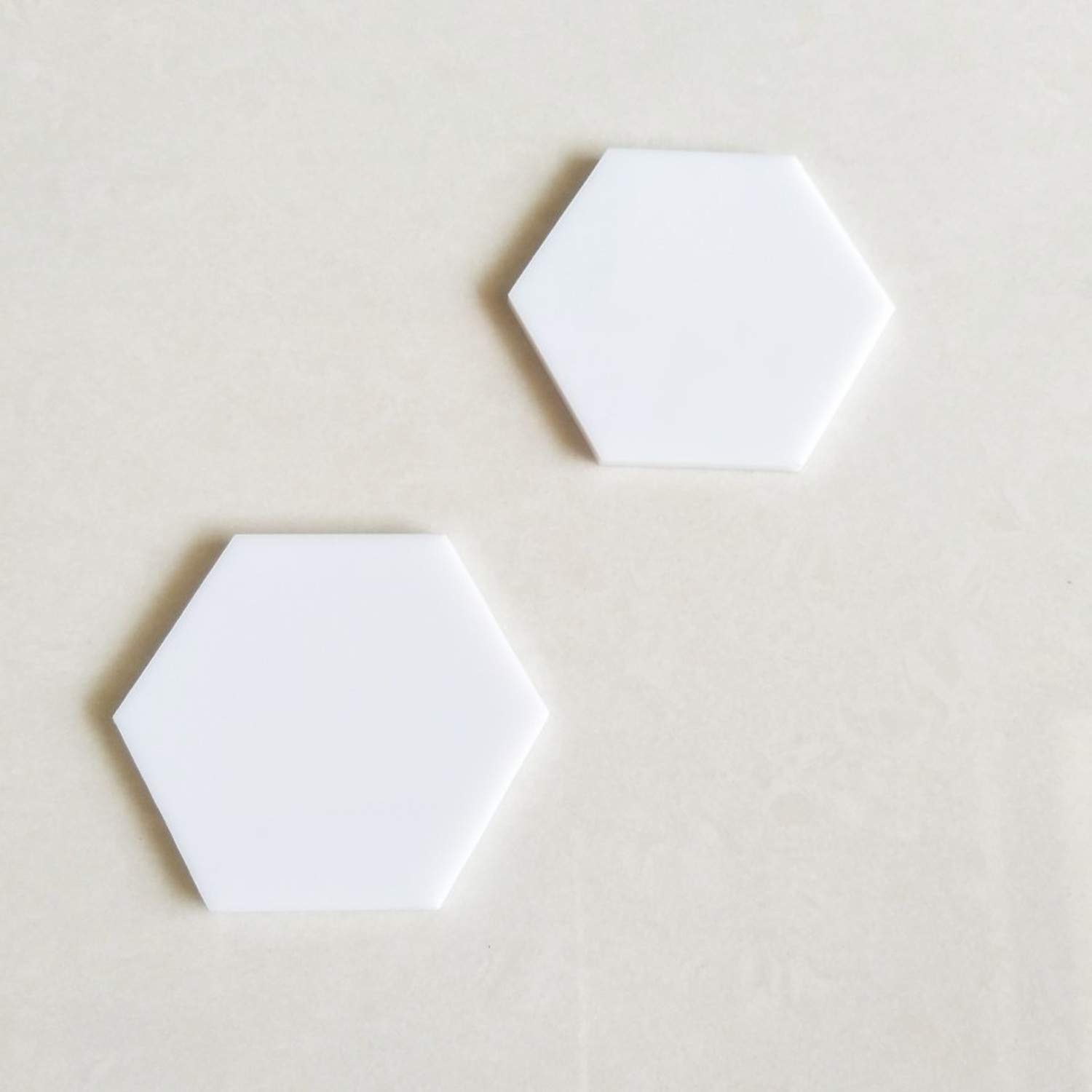 White Gloss Acrylic Hexagon Sheet, Acrylic Coaster Hexagon Place Card Names Wedding Signs, Crafting Mosaic & Wall Tiles (White, 4")