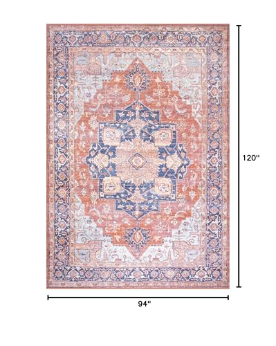 JONATHAN Y WSH109A-8 Maris Ornate Medallion Machine Washable Indoor Bohemian Transitional Area Rug,High Traffic,Kitchen,Living Room,Backyard,Non Shedding,8 X 10,Terracotta/Cream