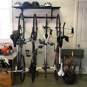 StoreYourBoard 5 Bike Essential Garage Rack, Wall Mount Bicycle Storage, Adjustable Hanger System (5 Bike Rack + Shelf)