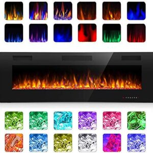 Antarctic Star 36 Inch Electric Fireplace in-Wall Recessed and Wall Mounted, Fireplace Heater and Linear Fireplace with Multicolor Flame, Timer, 750/1500W Control by Touch Panel & Remote