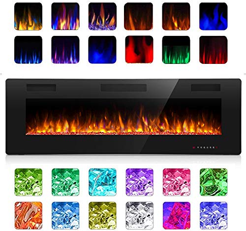 Antarctic Star 36 Inch Electric Fireplace in-Wall Recessed and Wall Mounted, Fireplace Heater and Linear Fireplace with Multicolor Flame, Timer, 750/1500W Control by Touch Panel & Remote