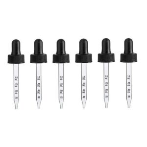 calibrated glass eye dropper caps for 1 oz/ 30 ml bottle fits 20-400 neck finish (pack of 6)