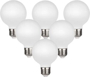 kgc led edison globe light bulbs, neutral white 4000k cri 90, led filament light bulb, 5w equivalent to 40w, g25(g80) dimmable, milky glass, bathroom vanity mirror light, pack of 6