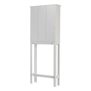 Teamson Home Louis 25 in. x 64 in. Freestanding Wooden Over-The-Toilet Storage Cabinet for Bathrooms, Powder Rooms, and En Suites - Bathroom Etagere, White