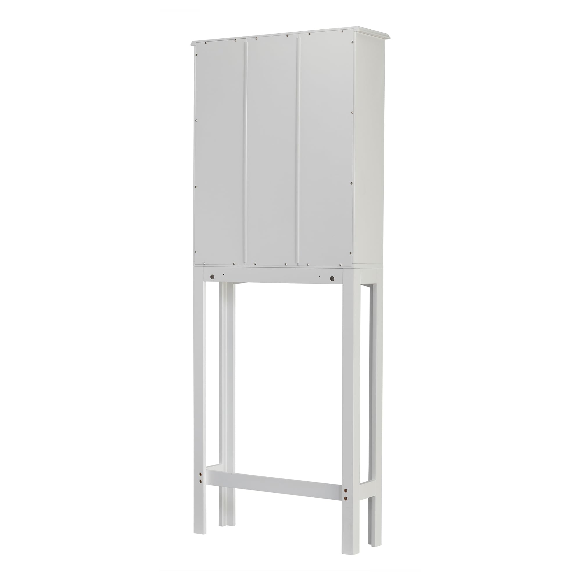 Teamson Home Louis 25 in. x 64 in. Freestanding Wooden Over-The-Toilet Storage Cabinet for Bathrooms, Powder Rooms, and En Suites - Bathroom Etagere, White