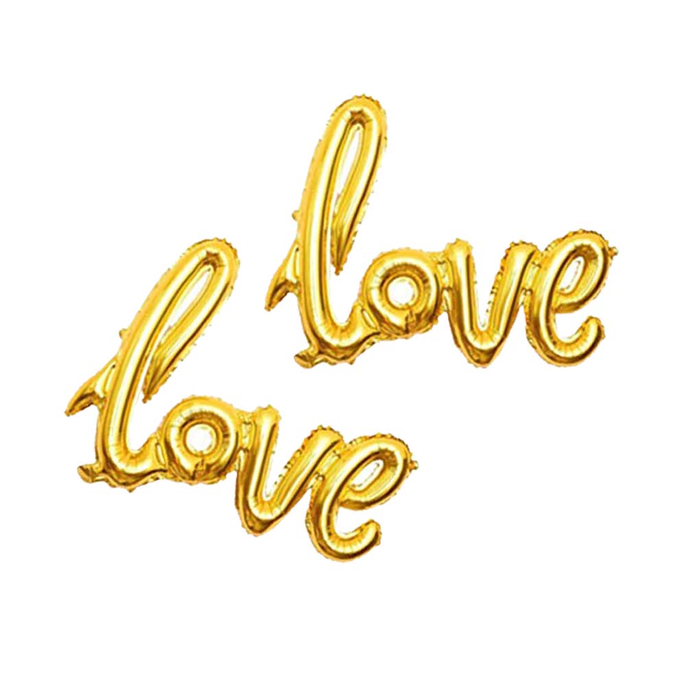 AnnoDeel 2pcs 41inch Love Foil Balloons,Gold Love Mylar Letter Balloons Big Banner Romantic Wedding Anniversary Decor Bridal Shower Birthday Party decorations