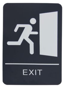 black & white ada exit sign with braille-9" x 6"