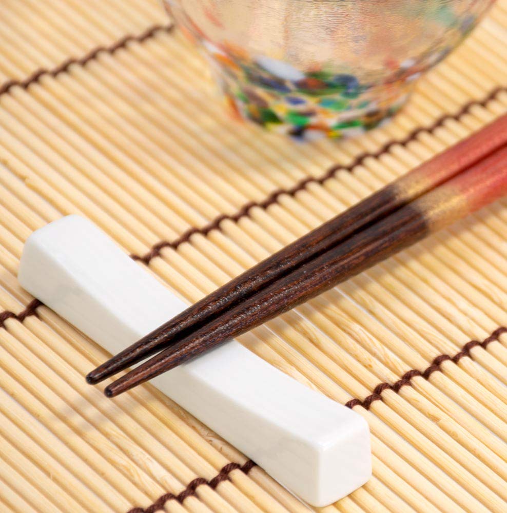 Kawai Japanese Wooden Chopsticks Reusable 2 Pairs in Gift Box, Nippon Scenery Red and Purple [ Made in Japan /Handcrafted ]