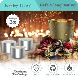 Lovley Lites Soy Tealight Candles Unscented - 36 Premium Long Burning Tea Light Candles White, 1 Inch Tall Non Scented Candles Set