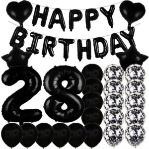 zsnwgz sweet 28th birthday decorations party supplies,black number 28 balloons,28th foil mylar balloons latex balloon decoration,great 28th birthday for girls,women,men,photo props