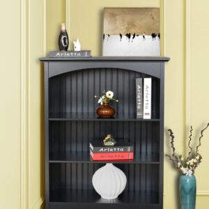 eHemco 3 Tier Bookcase with 2 Arched Supports, 40 Inches, Black