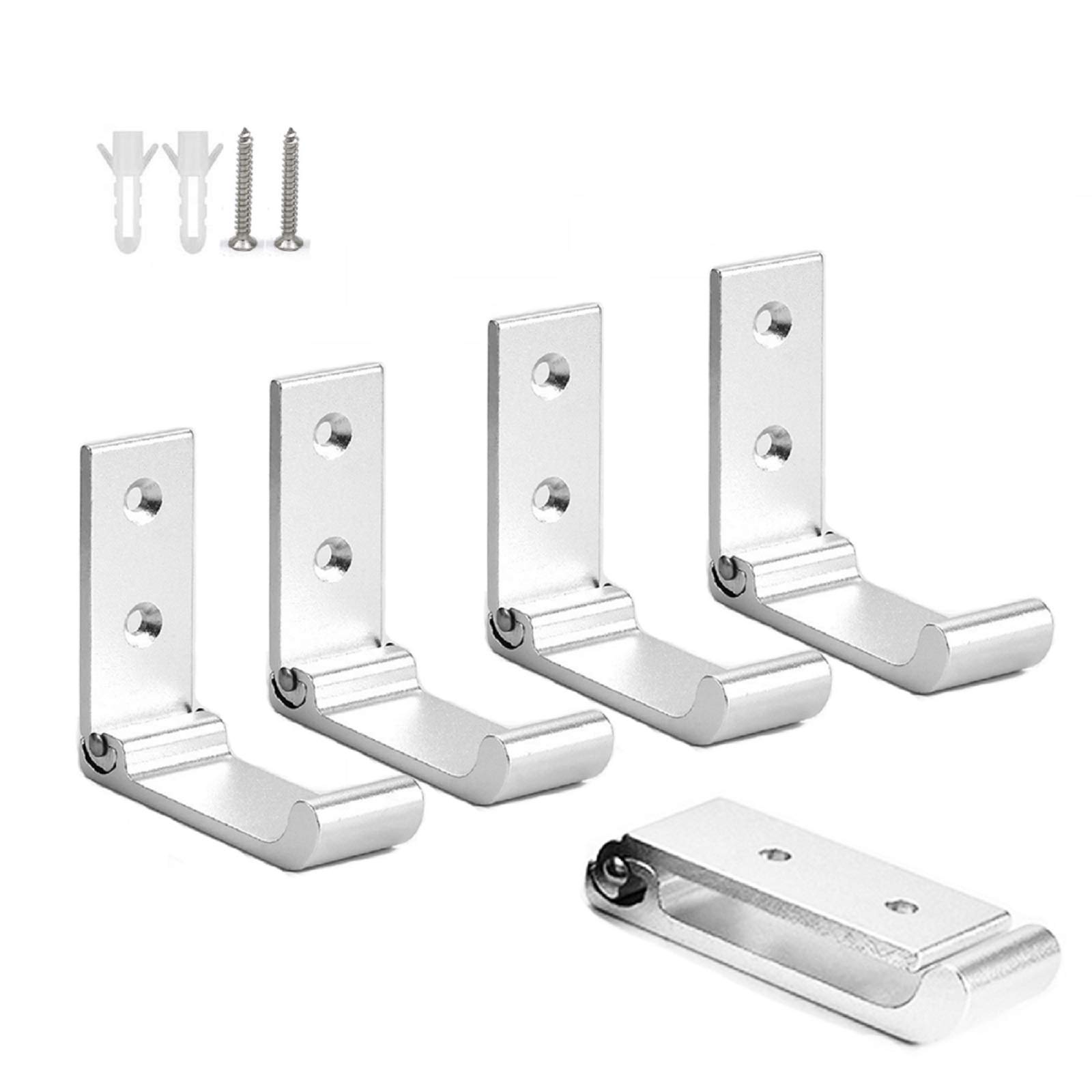 5-Pack Folding Aluminum Alloy Wall Mounted Coat Clothes Hook Single Foldable Wall Hanger for Bathroom Kitchen Bedroom