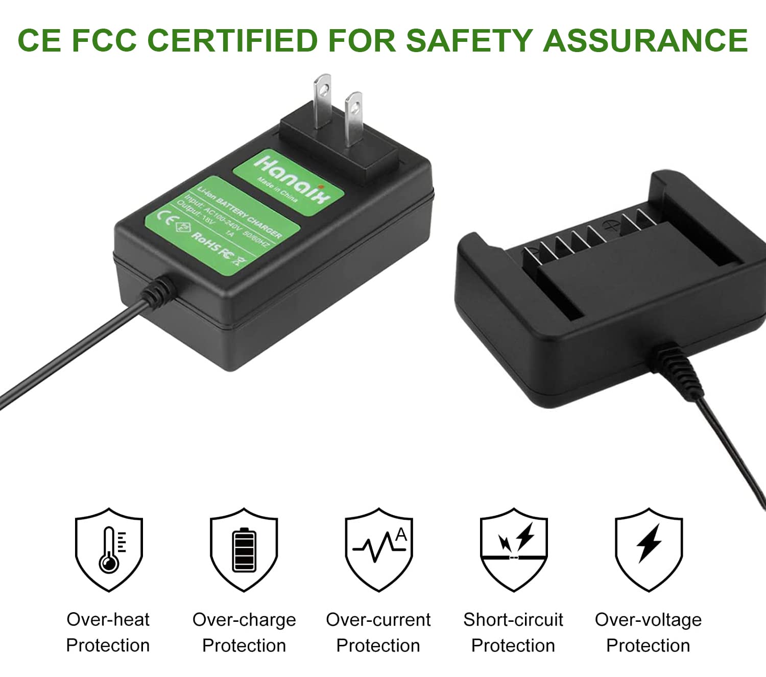 Hanaix 18V Battery Charger for Hitachi 339782 BSL815X BSL1815S BSL1830 BSL1830C 339782 330139 330557 Li-ion Battery Fast Charger