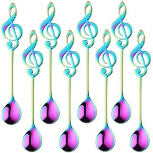 falytemow music note design spoons 304 stainless steel creative cute teaspoons for coffee tea dessert drink mixing milkshake spoon tableware set of 8