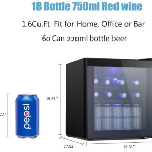 Antarctic Star Beverage Refrigerator Cooler - 60 Can Mini Fridge Glass Door for Soda Beer or Wine, Smoked Glass Door Small Drink Dispenser Machine for Home, Office or Bar, 1.6cu.ft.