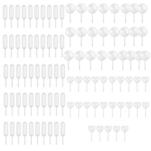 kare & kind 100 pcs (4ml) liquid dropper pasteur pipettes - clear translucent infuser- 50x rectangular, 25x heart and 25x round-shaped - for cakes, cupcakes, strawberry, chocolates - easy squeeze