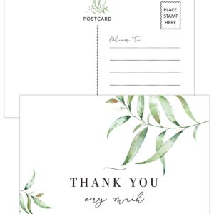 50 Greenery Thank You Postcards, Thank You Cards for Wedding, Bridal Shower,Baby Shower, Birthday, Business, Blank Postcards, 4x6 Inches.