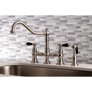 Kingston Brass KS3278PKLBS Duchess Bridge Kitchen Faucet, Brushed Nickel