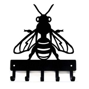 The Metal Peddler Honey Bee Key Rack Hanger - Small 6 inch Wide - Made in USA; Wall Mount