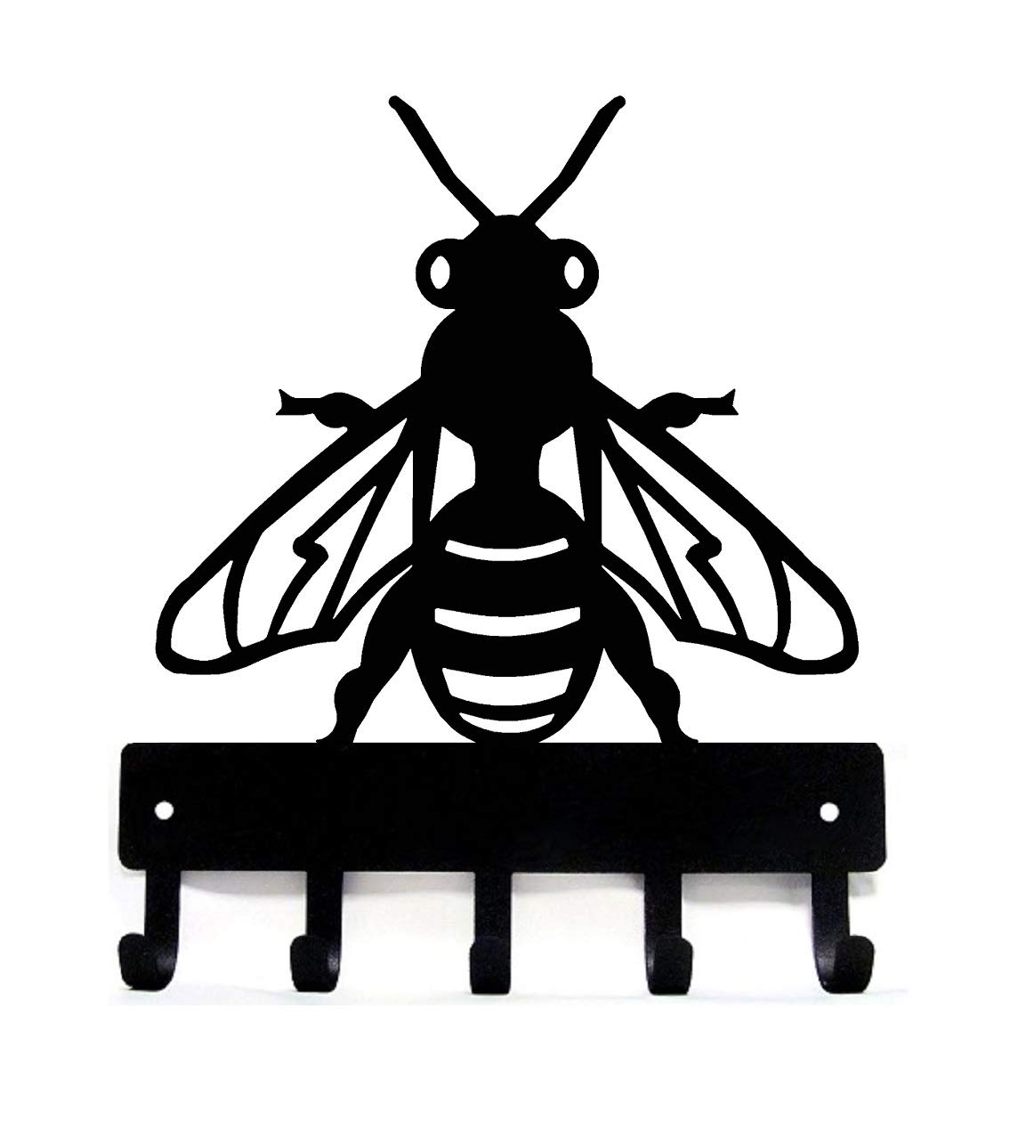 The Metal Peddler Honey Bee Key Rack Hanger - Small 6 inch Wide - Made in USA; Wall Mount