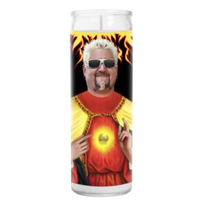 guy celebrity prayer candle - saint candle - funny celeb chef - kitchen votive - handmade in usa - novelty cooking recipe gift